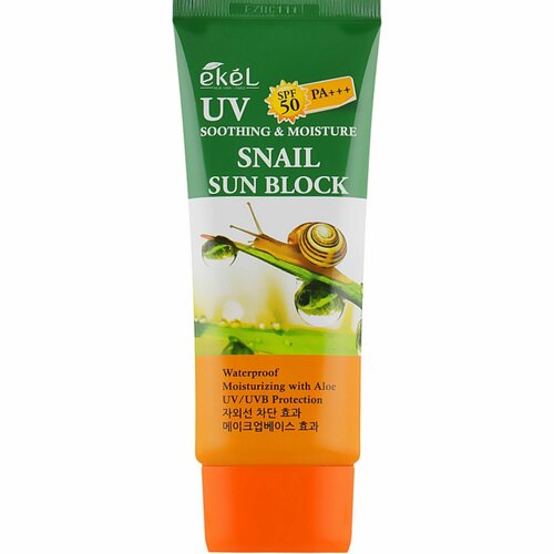 Ekel Солнцезащитный крем с муцином улитки Uv Soothing & Moisture Snail Sun Block SPF 50 PA+++, 70 мл