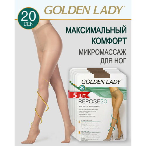Колготки Golden Lady, 20 den, 5 шт., размер 5, коричневый