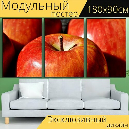 Модульный постер "Яблоки, фрукты, спелый" 180 x 90 см. для интерьера