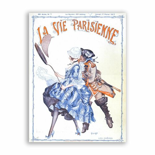 Постер на бумаге в стиле Пин-ап / La Vie Parisienne - Les Crepes / Размер 40 x 53 см