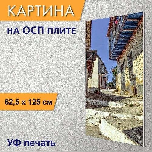 Вертикальная картина на ОСП "Греция, скопелос, глосса" 62x125 см. для интерьериа