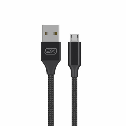 Дата-кабель USB - micro-USB, 2A, 1 м, черный, нейлон, ахха, ахха 7262