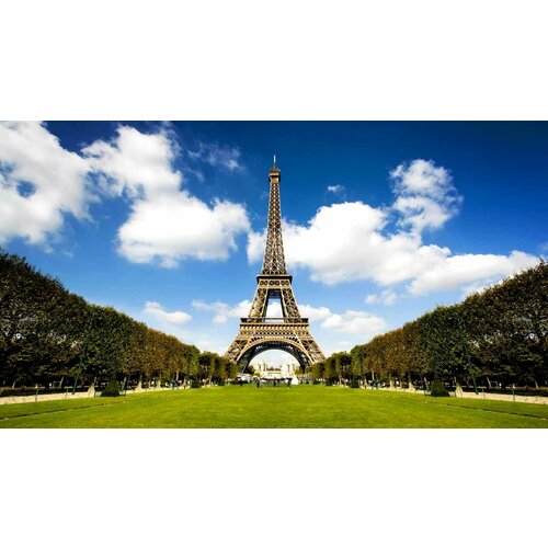 Картина на холсте 60x110 LinxOne "Эйфелева башня аллея париж день" интерьерная для дома / на стену / на кухню / с подрамником