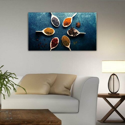 Картина на холсте 60x110 LinxOne "Еда крупы зерно специи" интерьерная для дома / на стену / на кухню / с подрамником