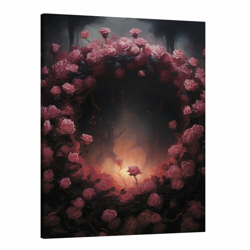 Интерьерная картина 50х70 "Розы в ореоле"