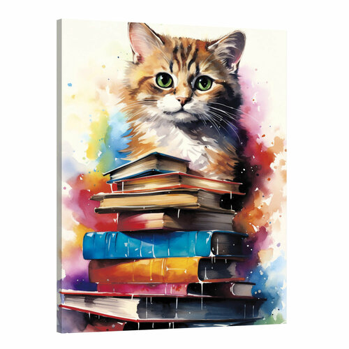 Интерьерная картина 50х70 "Кот и его вдохновение"