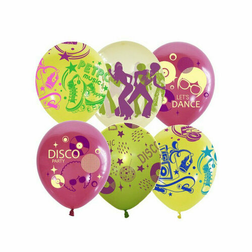 Воздушные шары, 25шт, M10/30см, ПатиБум "Disco Party", ассорти, 356935