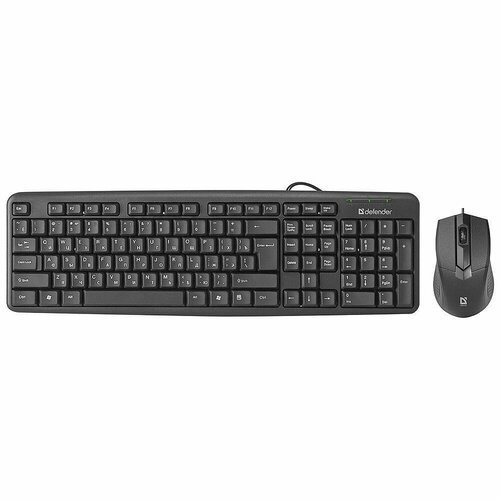 Проводная клавиатура и мышь, Defender, USB, черного цвета