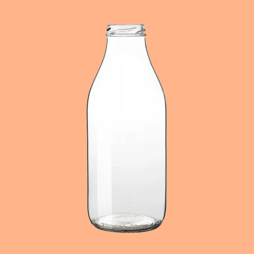 Стеклянная бутылка (ТО-43) 750 мл. "Атес" молочная, 2 штуки с крышкой в комплекте