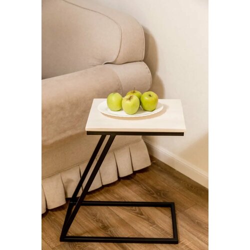 Журнальный приставной столик Table-Z в стиле Лофт со столешницей из массива сосны LoftComplect, 59,6х32х40 см.