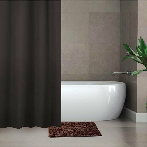 Набор для ванной «Комфорт»: штора 180×180 см, ковёр 40×60 см, цвет коричневый