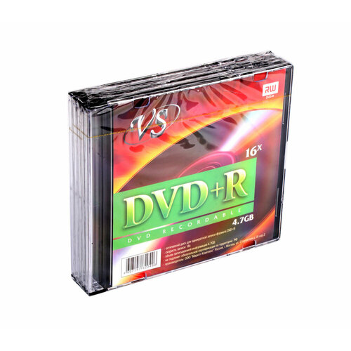 Диск VS DVD+R 4,7 GB 16x Slim, 5шт