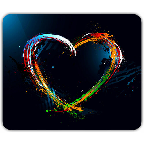 Коврик для мыши "Разноцветное сердце" (24 x 20 см x 3 мм)