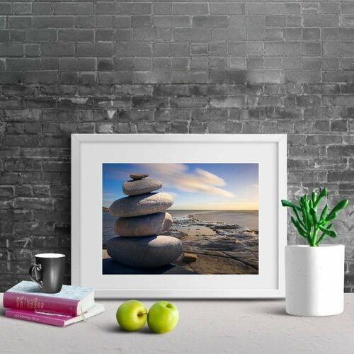 Постер "Камни на берегу моря" Cool Eshe из коллекции "Природа", плакат А4 (29,7 х 21 см) для интерьера