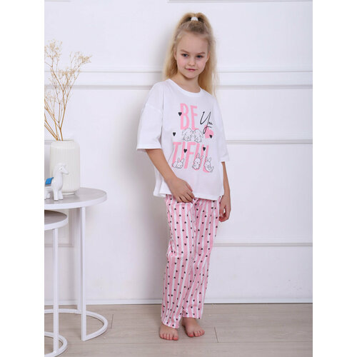 Пижама  Милаша, размер 122, розовый, белый