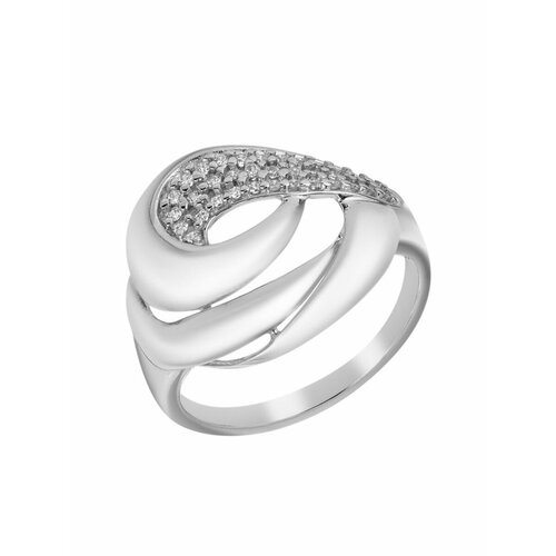 Перстень UVI Ювелирочка Серебряное кольцо с Фианитами, серебро, 925 проба, родирование, фианит, размер 18, серебряный, бесцветный