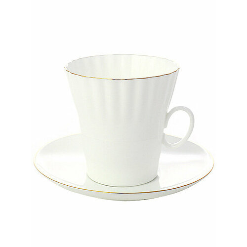Чашка с блюдцем чайная форма "Одуванчик", рисунок "Золотой кантик", Императорский фарфоровый завод