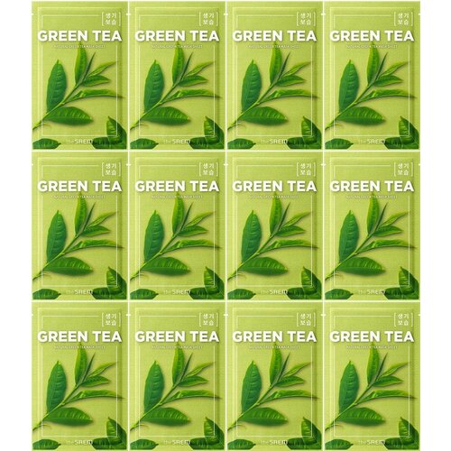 The Saem Маска Natural green tea mask sheet, На тканевой основе, 21 мл, 12 шт
