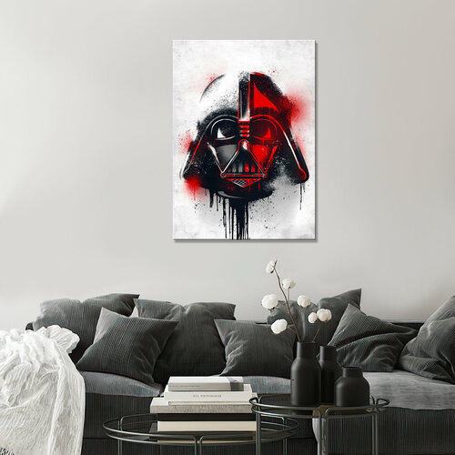 Интерьерная картина на холсте - Красно-чёрная маска Дарта Вейдера 50х70