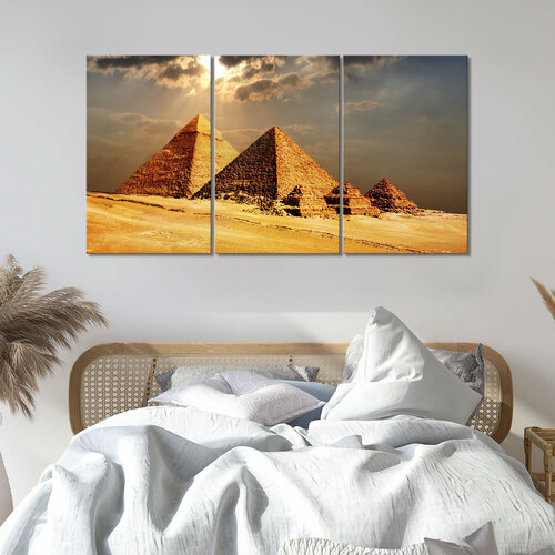 Модульная картина/Модульная картина на холсте/Модульная картина в спальню/Модульная картина в подарок - Пирамиды Гизы Египет 90х50