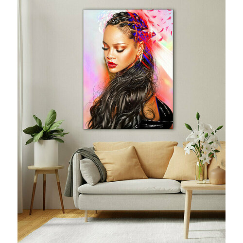 Интерьерная картина на холсте "Портрет Рианна - Rihanna" размер 45x60 см