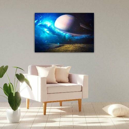 Картина на холсте 60x90 Альянс Лес "Космос, планета, поле" на подрамнике / интерьер/ декор