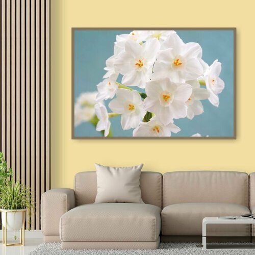 Постер для интерьера Белые Весенние Цветы Нарциссы 90х60 см в тубусе ПолиЦентр
