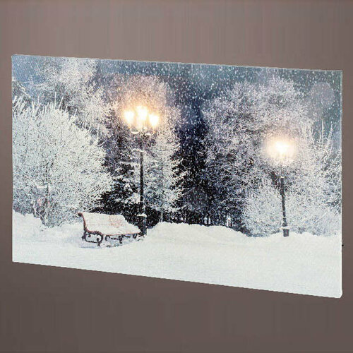 Kaemingk Светодиодная картина Snowing in Flims 58*38 см, на батарейках 485486
