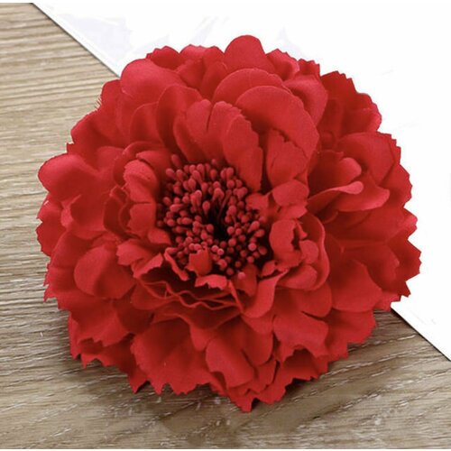 Заколка для волос-брошь, цветок Пион, диаметр 12 см, красный