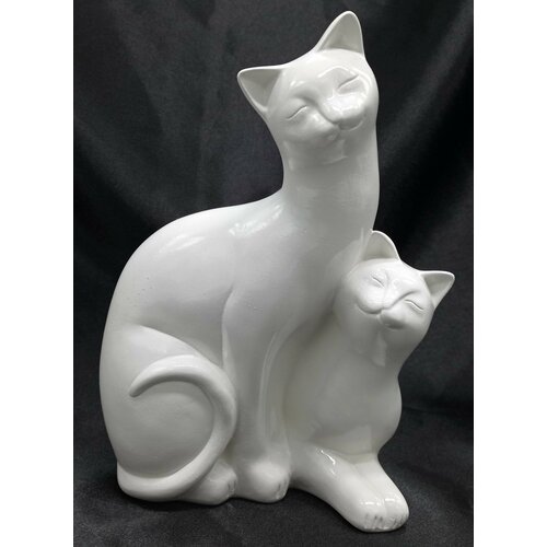 Статуэтка Коты влюбленные 20 см парочка гипс белый