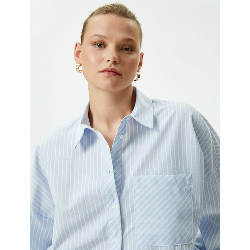 Рубашка  KOTON, размер 40, синий