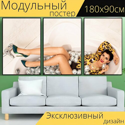 Модульный постер "Женщина, мода, модель" 180 x 90 см. для интерьера