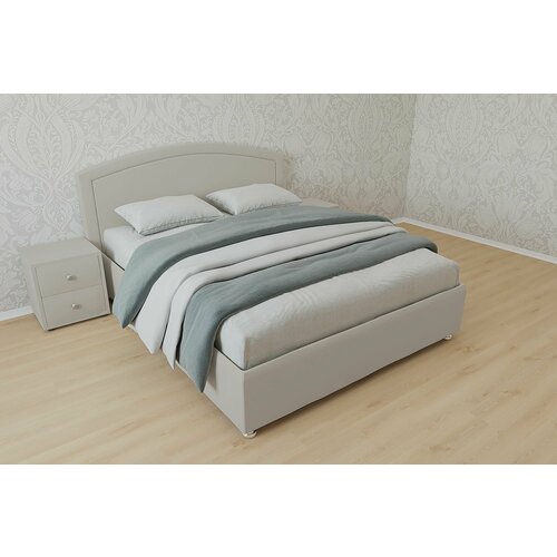 Двуспальная кровать Майями 160x200 с подъемным механизмом и с коробом для белья велюр бежевый без ножек