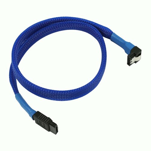 Кабель SATA Nanoxia SATA3 (6Gb/s) Cable 45см, угловой разъем, синий NXS6G4B