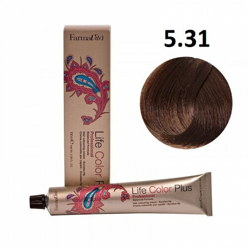 Крем-краска для волос Farmavita Life Color Plus 5.31 светлый блондин бежевый, 100 мл