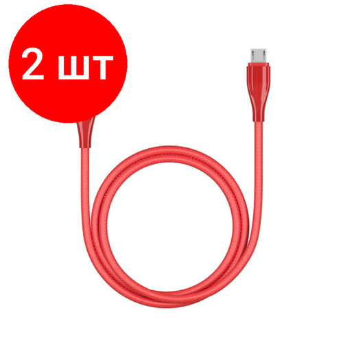 Комплект 2 штук, Кабель Deppa Ceramic USB - micro USB, 1м, красный