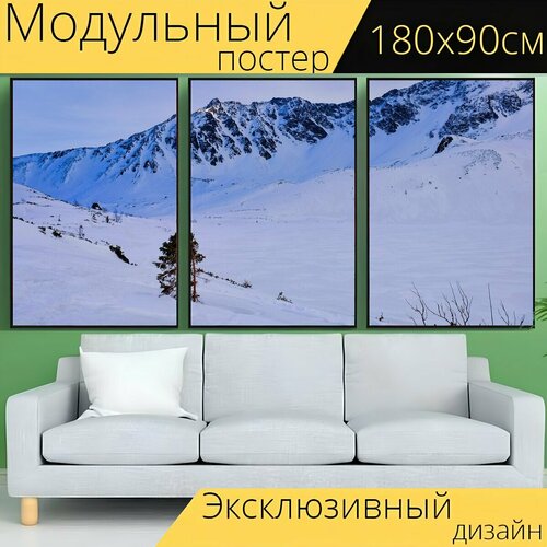 Модульный постер "Зима, зима в горах, татры" 180 x 90 см. для интерьера