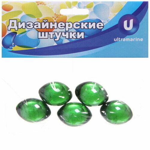 Стеклянные камушки для дизайна d30"Капля-Зеленые кристаллы» 100гр