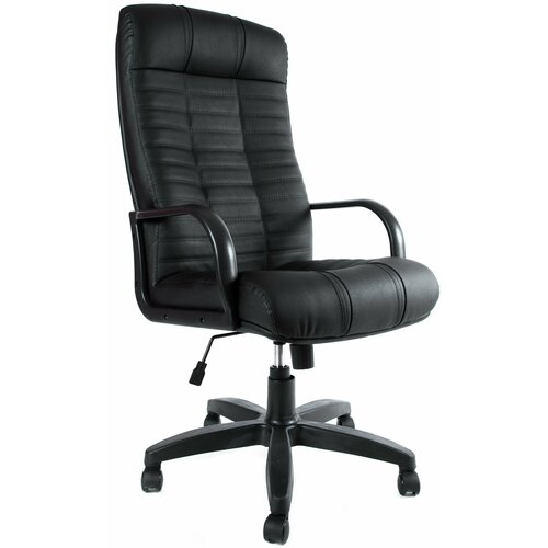 Кресло компьютерно офисное для руководителя Атлант Стандарт, кожзам черный