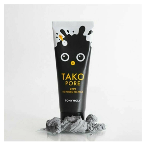 Маска грязевая 3 в 1 с каолином и угольной пылью TONY MOLY Tako Pore Charcoal Tigthening Mud Mask 100g