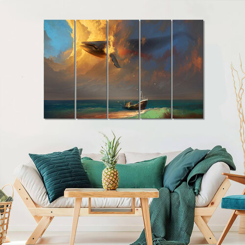 Модульная картина/Модульная картина на холсте/Модульная картина в подарок/ Неизведанный океан - Uncharted Ocean 125х80