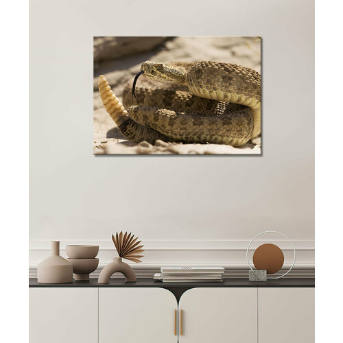 Картина - змея, техасский гремучник, ямкоголовая змея, ядовитая змея, большая змея, кожа змеи (9) 20х30