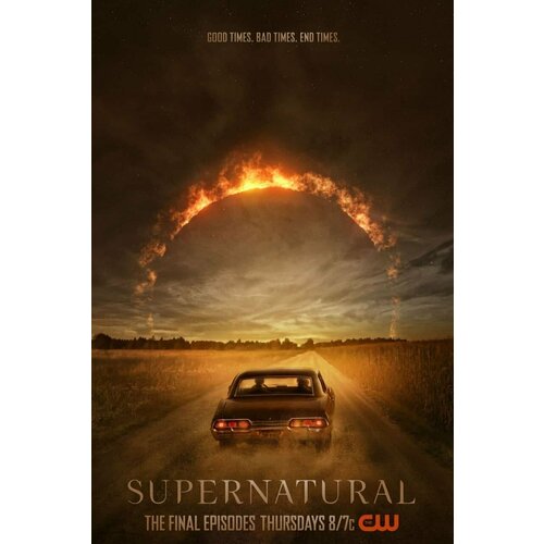 Плакат, постер на холсте Сверхъестественное (Supernatural, сериал, 2005-2020г). Размер 21 х 30 см