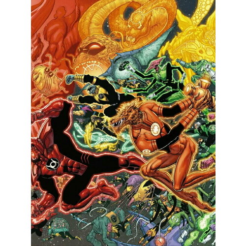 Плакат, постер на бумаге Green Lantern (Модульные постеры)-1/Зеленый Фонарь/искусство/арт/абстракция/творчество. Размер 60 х 84 см