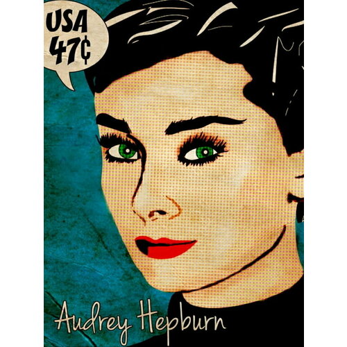 Плакат, постер на бумаге Audrey Hepburn/Одри Хепбёрн/искусство/арт/абстракция/творчество. Размер 21 х 30 см