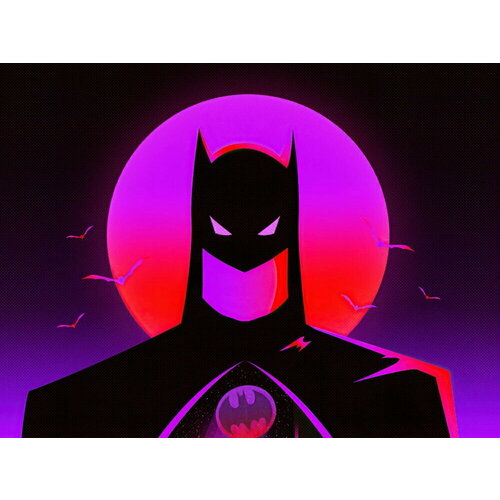 Плакат, постер на холсте Synthwave Batman/Синтвейв Бэтмен/искусство/арт/абстракция/творчество. Размер 60 х 84 см
