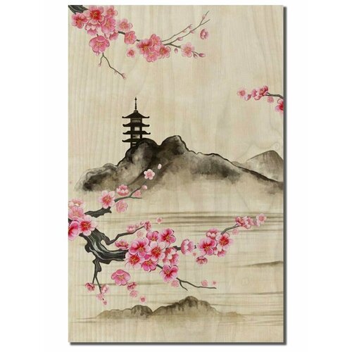 Картина интерьерная на дереве, рисунок китайская живопись - 903 В