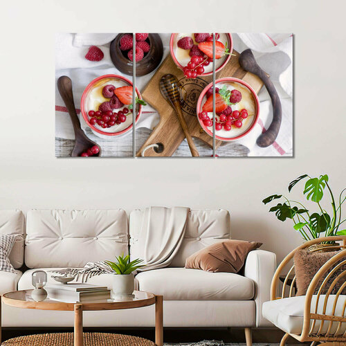 Модульная картина/Модульная картина на холсте/Модульная картина в подарок/сладкие ягодные десерты-sweet berry desserts 90х50