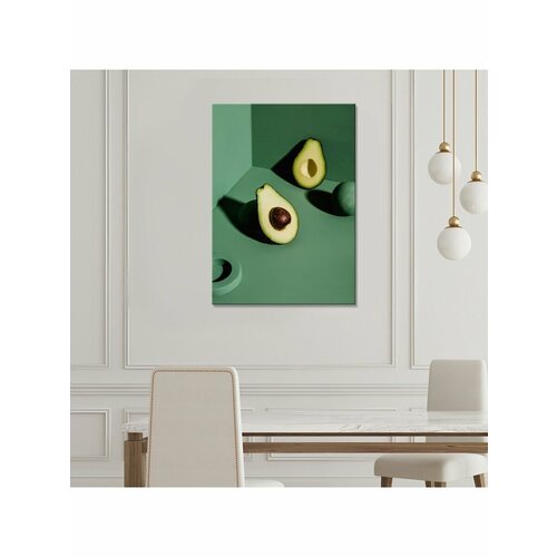 Картина на холсте с подрамником Авокадо на зеленом фоне 40х60