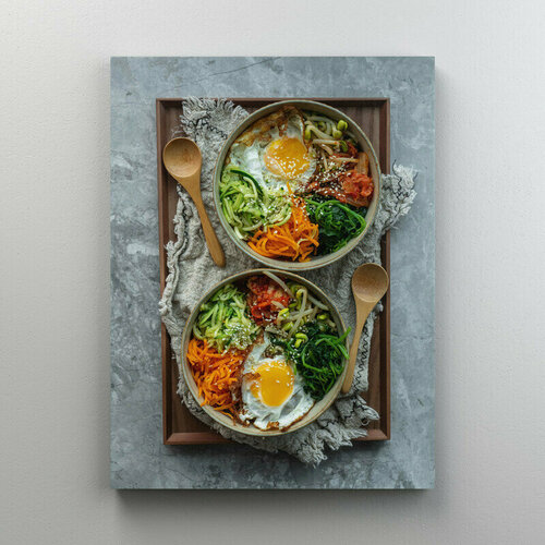 Интерьерная картина на холсте "Завтрак для двоих" для кухни, кафе и ресторанов, размер 45x60 см